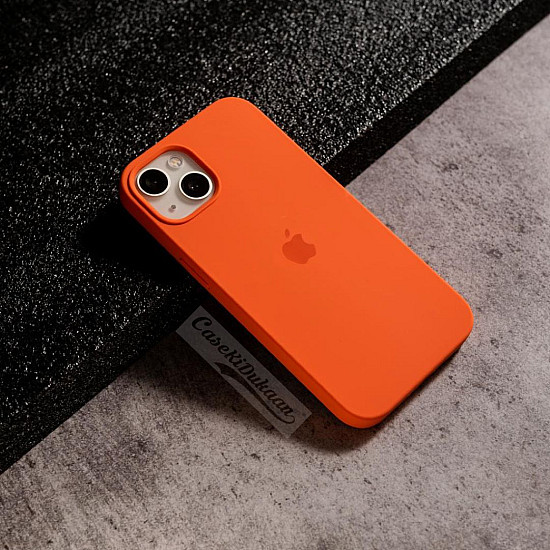 Buy Orange Silicon Case For iPhone 15 Plus
