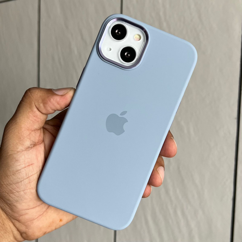 Buy Silicon case with metal buttons for iPhone 13 ice blue